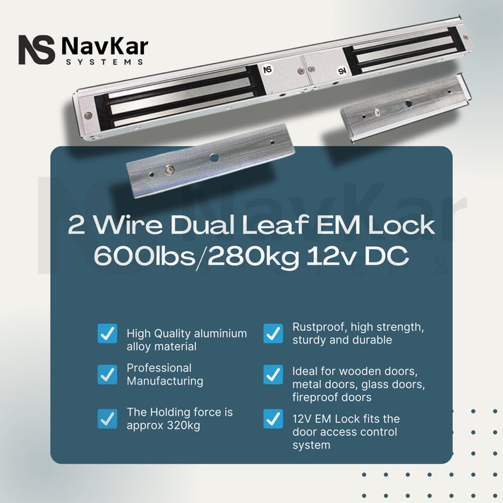 EMDL-1202 Electromagnetic Lock 1200 Lbs Double Leaf – Navkar Systems