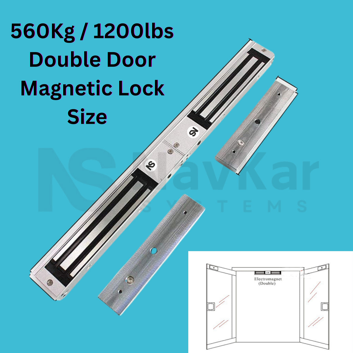 EMDL-1202 Electromagnetic Lock 1200 Lbs Double Leaf – Navkar Systems