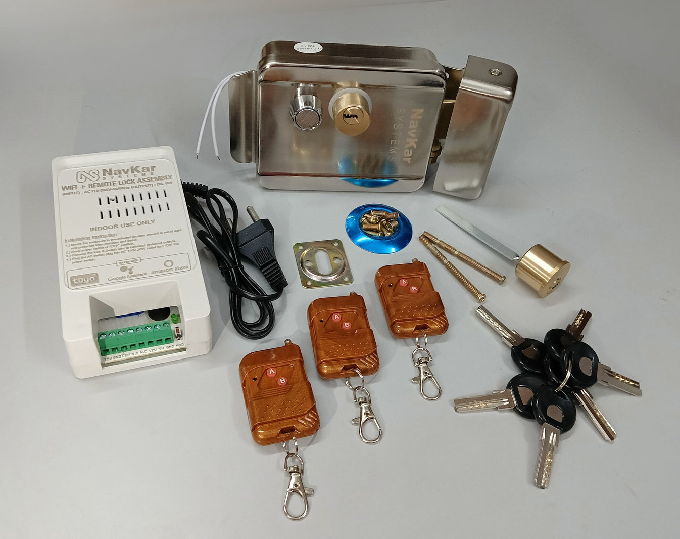 Smart Electronic Rim Lock to Operate by Remote (3 Remotes) & Mobile Ap ...