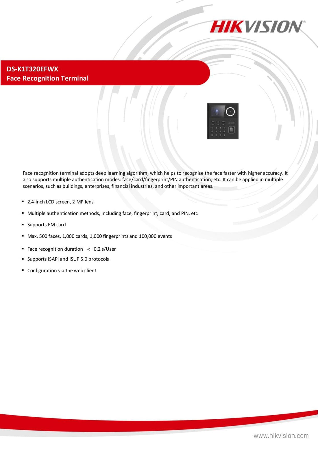 Hikvision DS-K1T320EFWX Face Finger Biometric Attendance Machine ...